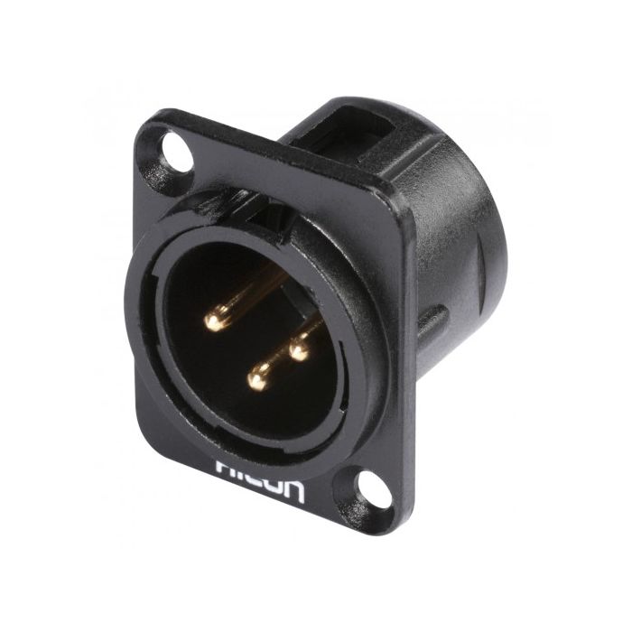 HICON XLR, 3-pole , metal-, Soldering-male connector, gold plated, Type D, Black
